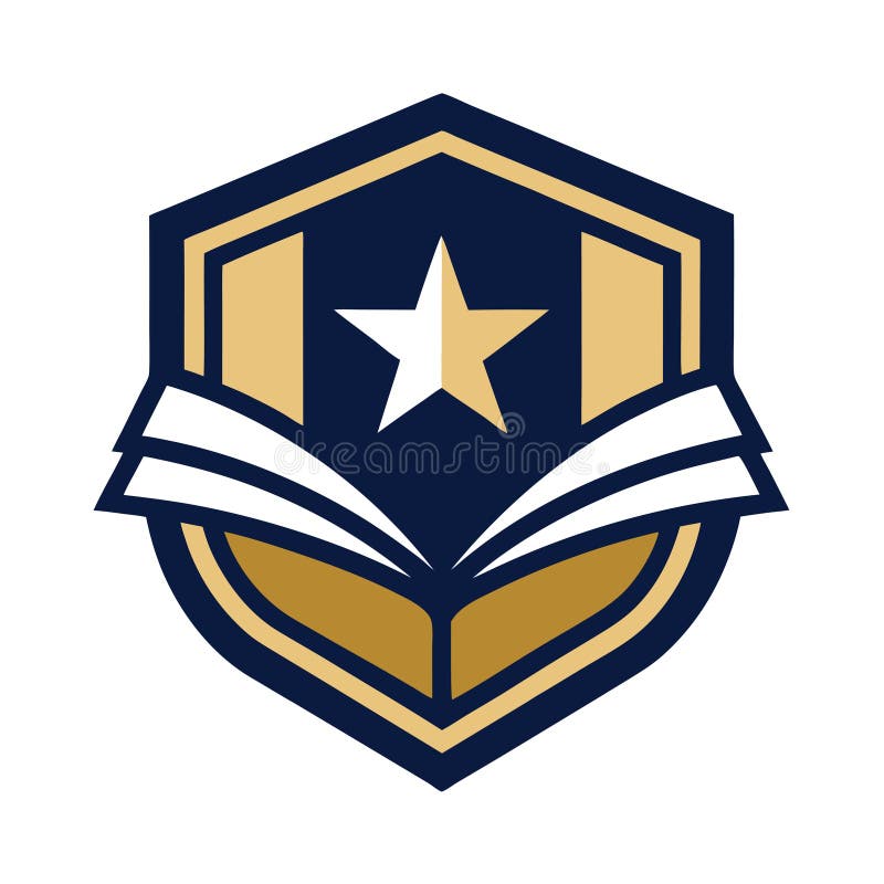 Shield Emblem with Book and Star for Education and Knowledge Symbolism ...