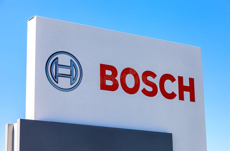 Emblem Bosch Against the Blue Sky Editorial Photo - Image of components ...