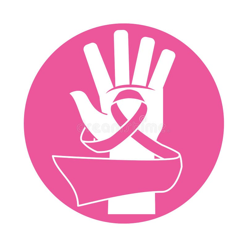Emblem Breast Cancer Ribbon in the Hand Stock Illustration ...
