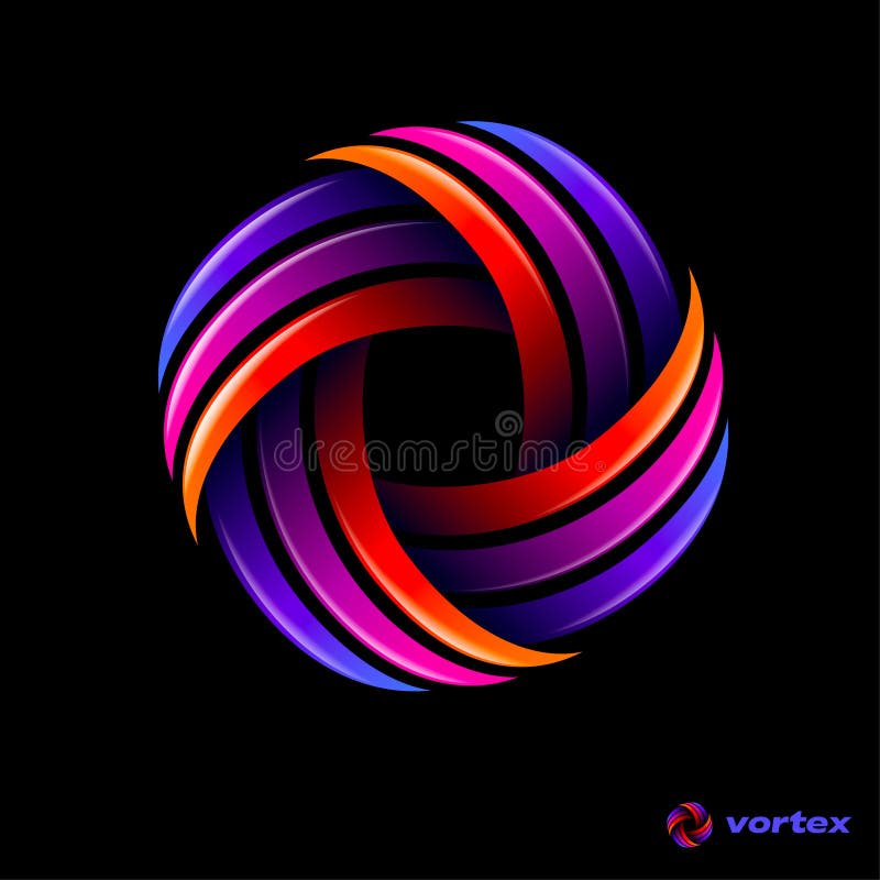 Vortex Logo. Vortex Symbol Consists of Rotating Elements Three Colors ...
