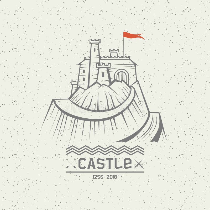Emblem Castle on a Mountain Stock Vector - Illustration of emblem ...