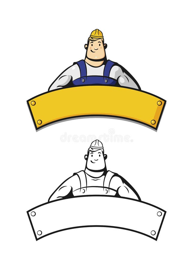 Emblem with Construction Workers on a White Background Stock Vector ...