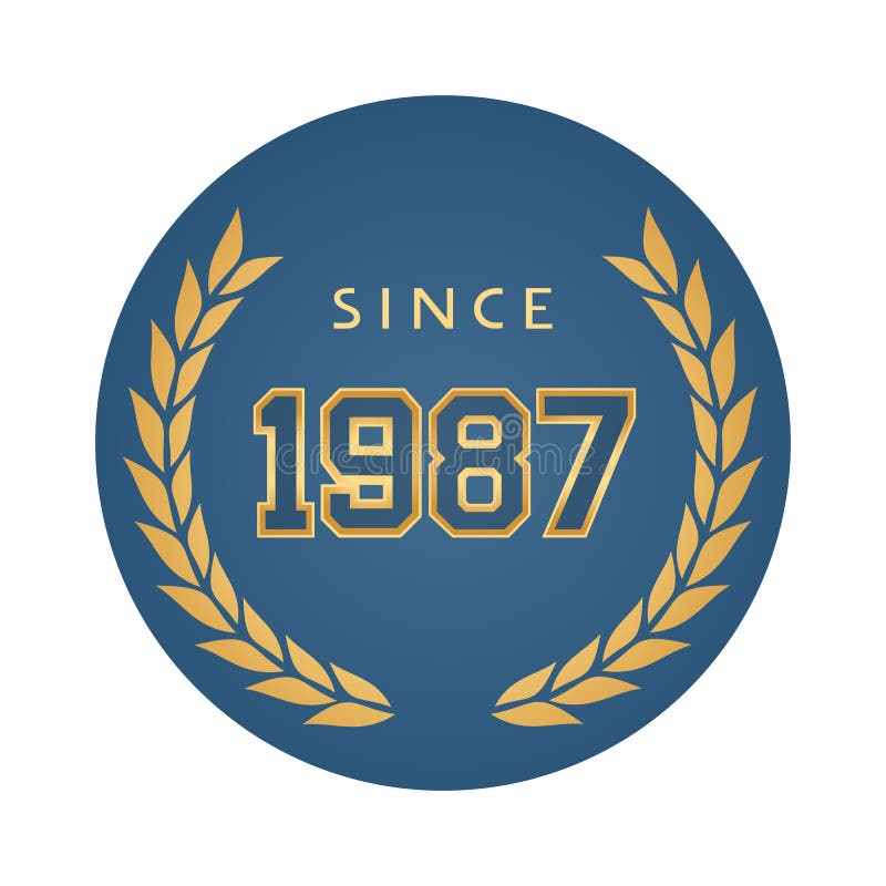 Since 1987 emblem design stock vector. Illustration of date - 314199454
