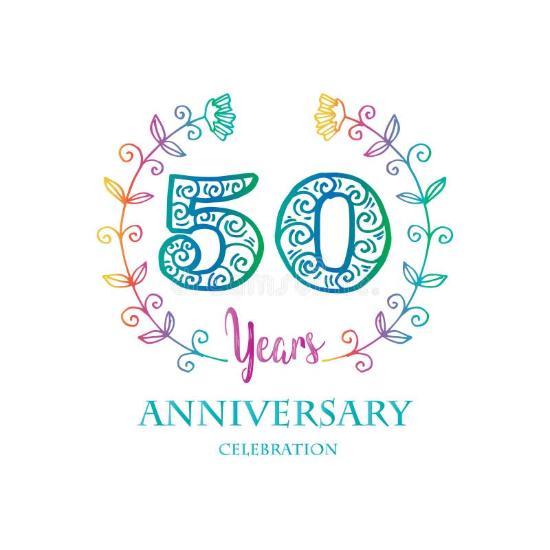 Emblem of Fiftieth Anniversary Stock Illustration - Illustration of ...