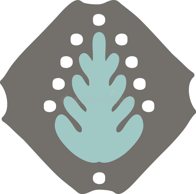 Emblem with Folk Style Branch Stock Vector - Illustration of vector ...