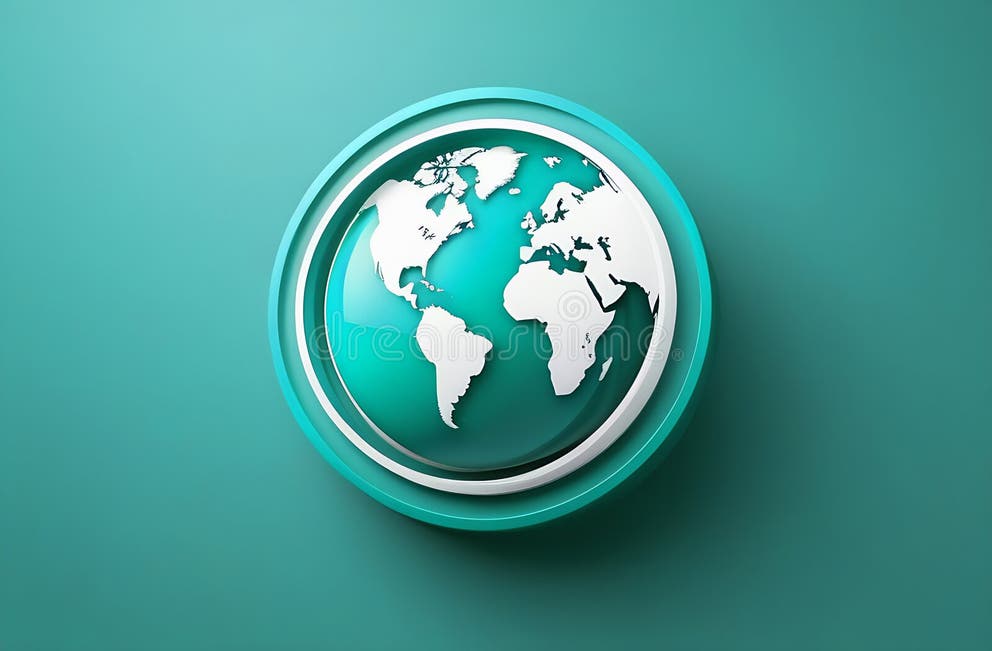 The Emblem of the Globe, the Logo with Continents, Blue Tinting Stock ...