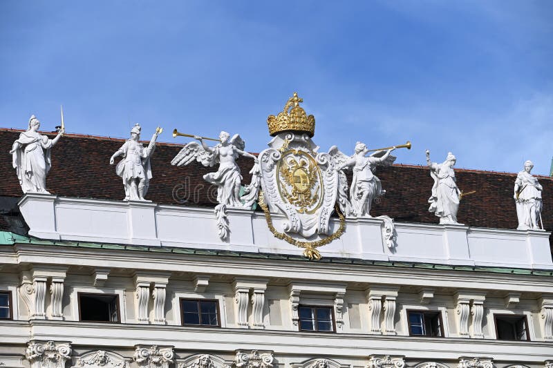 Emblem with Golden Crown at the Top of the Building Vienna Stock Image ...