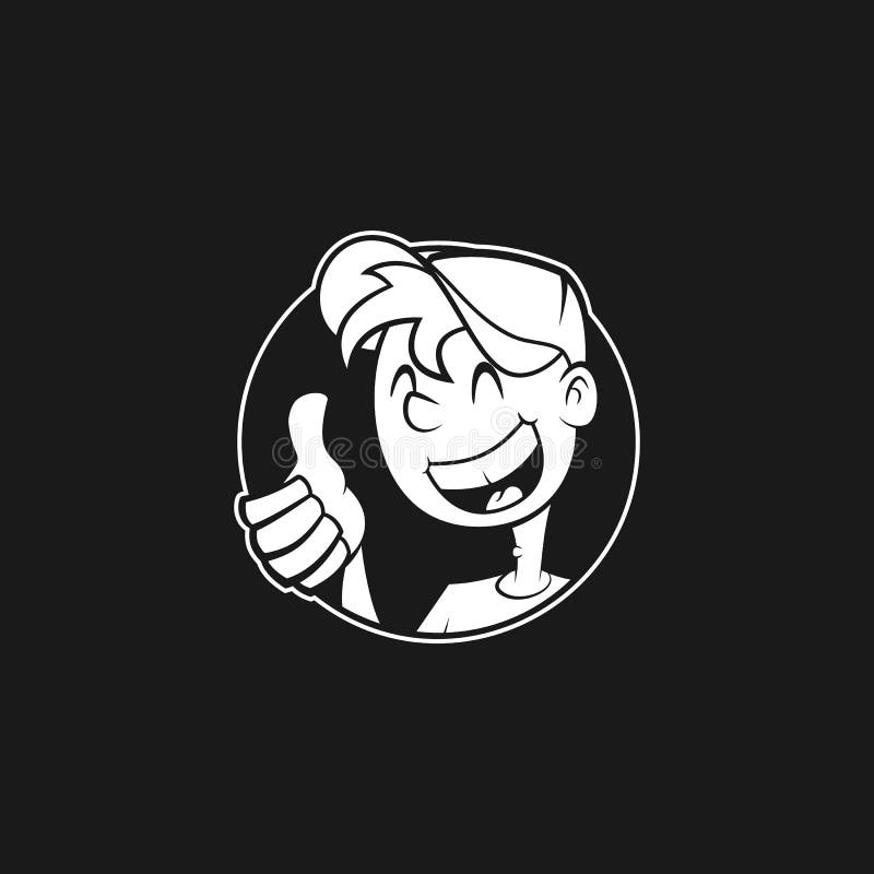 Emblem Guy Shows Like in the Circle. Man Logo Sticker Stock Vector ...