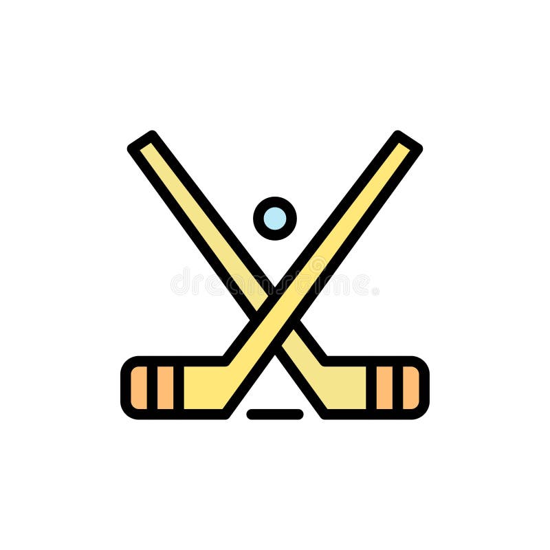 Emblem, Hockey, Ice, Stick, Sticks Flat Color Icon. Vector Icon Banner ...