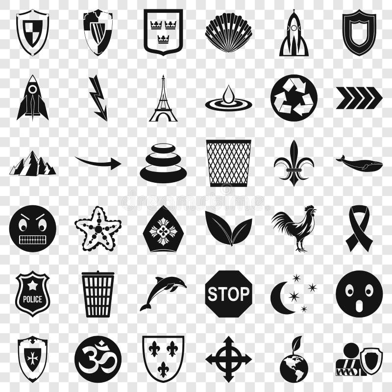 Emblem Icons Set, Simple Style Stock Vector - Illustration of ...