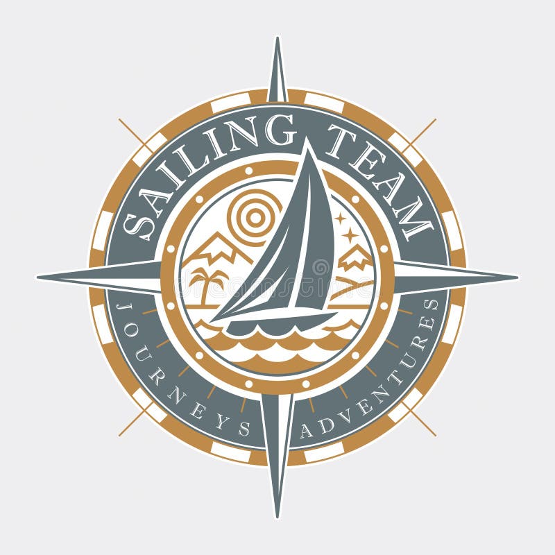 For Sailing Team Emblem. B/W Version. Stock Vector - Illustration of ...