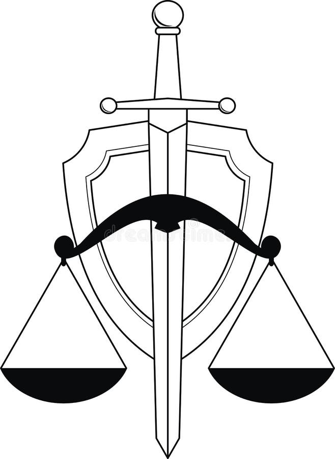 Emblem of Justice - Shield, Sword and Scales Stock Vector ...