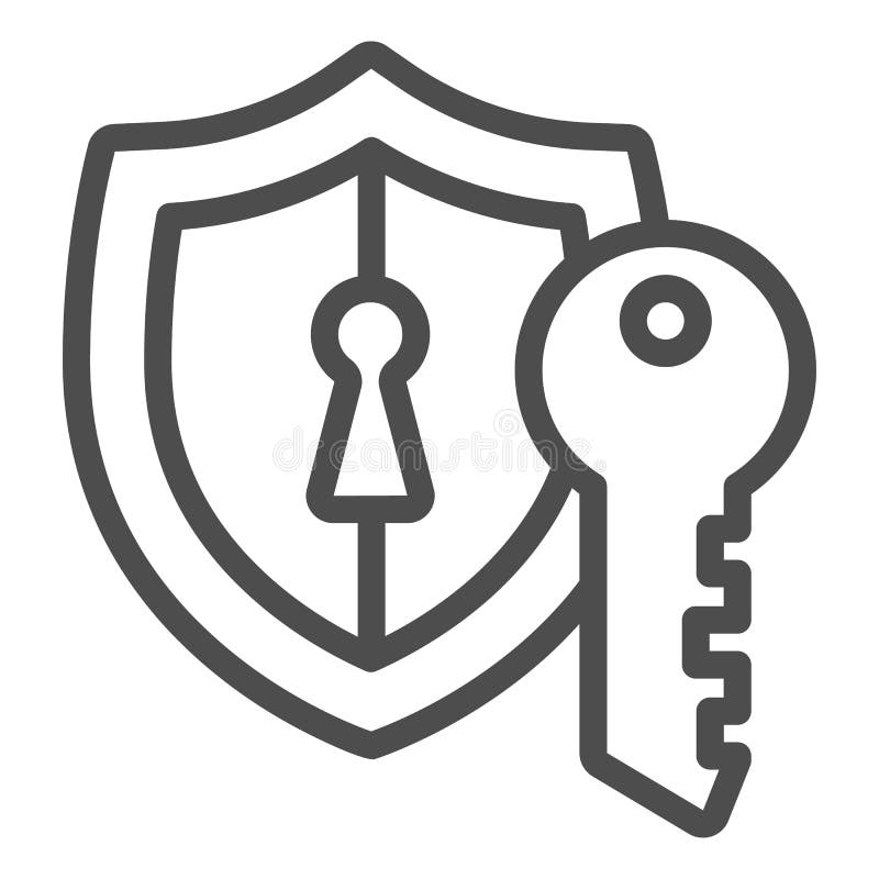 Emblem with Keyhole and Key Line Icon, Web Security Concept, Data ...