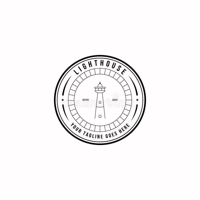 Emblem Lighthouse Logo Vector Illustration Design Line Art Linear Icon ...