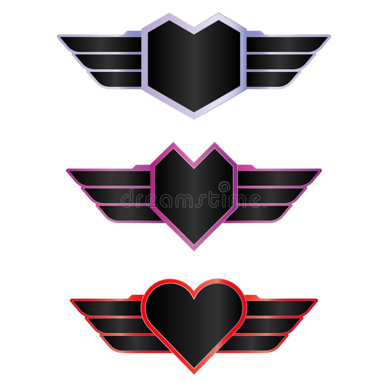 Emblem Logo Hearth Fly with Wings Concept Stock Vector - Illustration ...
