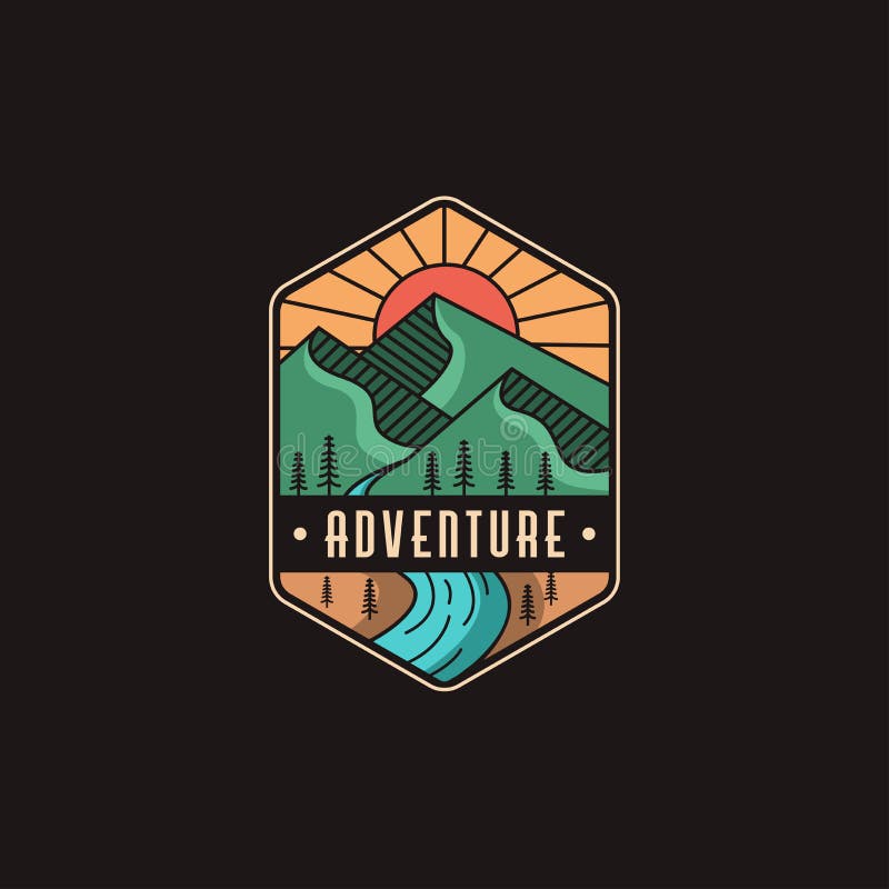 Mountain and River Landscape Adventure Logo Icon Vector Template Stock ...