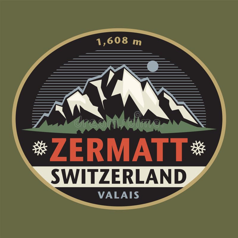 Emblem with the Name of Zermatt, Switzerland Stock Vector ...