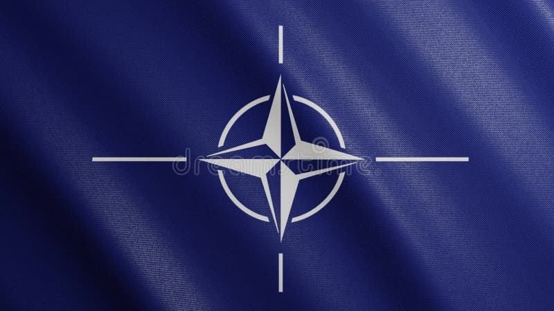 Emblem of NATO Flag with Realistic Fabric Texture Waving in the Wind ...