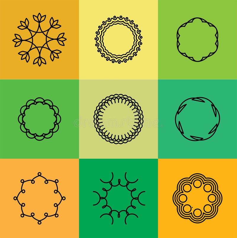 Emblem Outlines & Line Badges Vector Set - Abstract Hipster Logo Stock ...