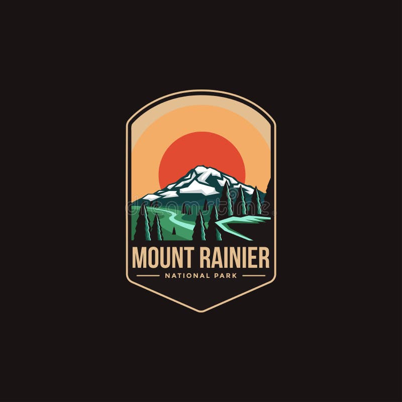 Emblem Patch Logo Illustration of Mount Rainier National Park Stock ...