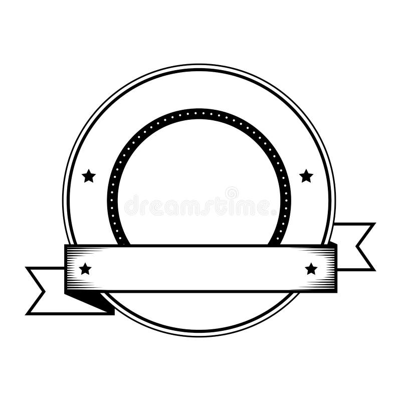 Emblem with ribbon icon stock illustration. Illustration of decoration ...