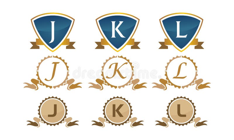 Emblem Ribbon Shield Initial Set Stock Vector - Illustration of ...