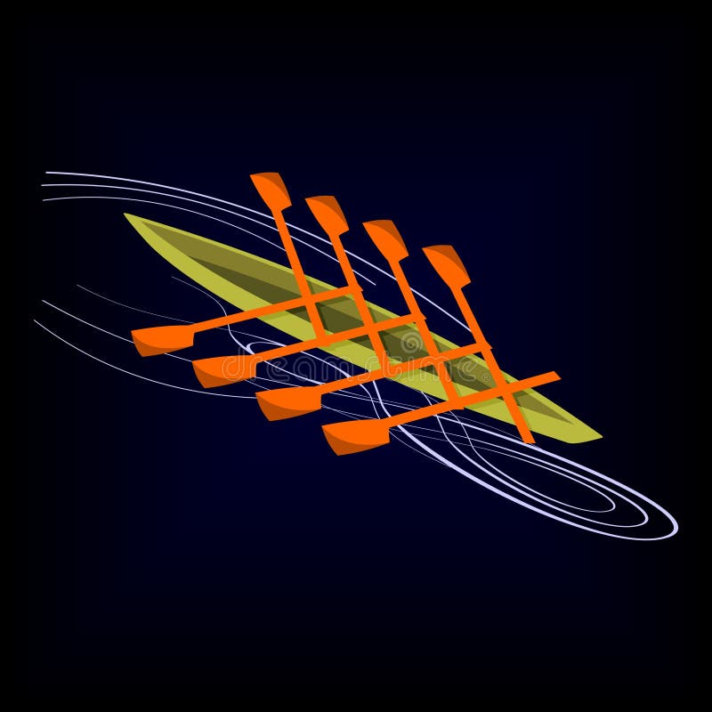 The Emblem for the Rowing Club. White Boat, Red Shapes, Blue Waves ...