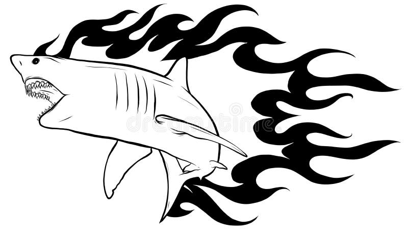 Emblem Sharks and Fire Vector Illustration Design Stock Vector ...