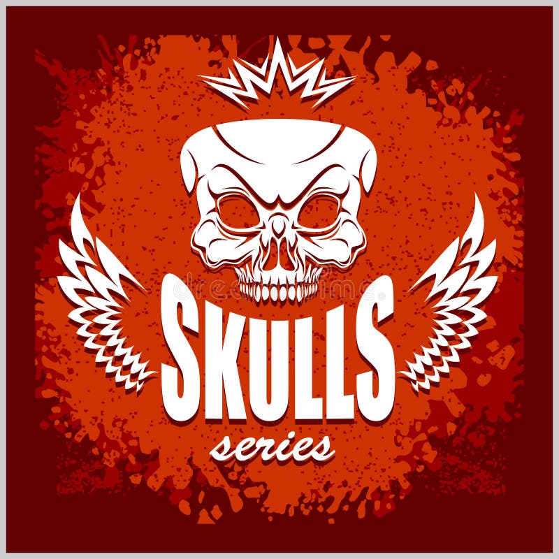 Emblem with skull stock vector. Illustration of leaves - 66139882