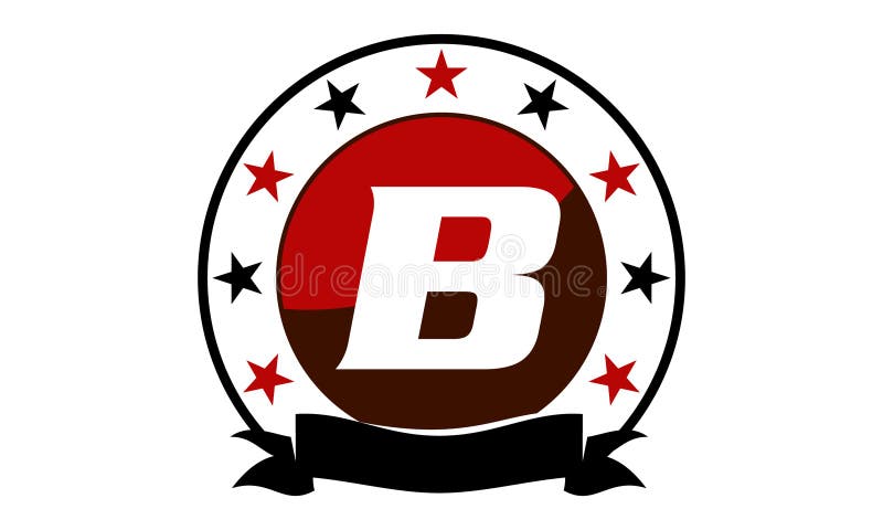 Emblem Star Ribbon Circle Initial B Stock Vector - Illustration of ...