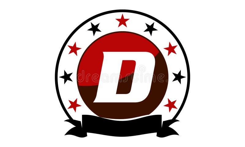 Emblem Star Ribbon Circle Initial D Stock Vector - Illustration of ...