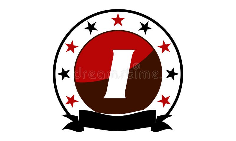Emblem Star Ribbon Circle Initial P Stock Vector - Illustration of ...