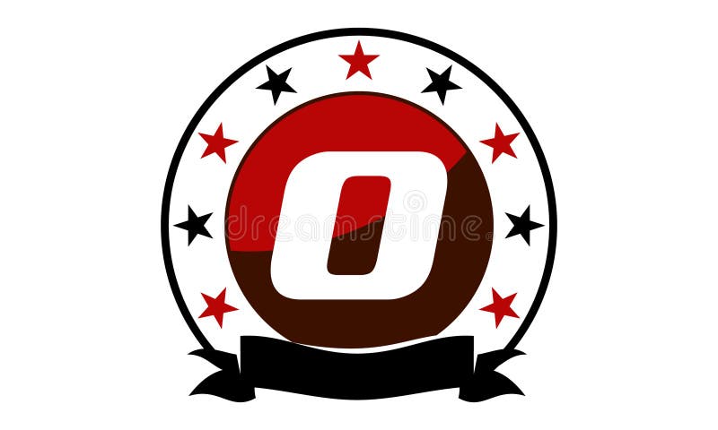 Emblem Star Ribbon Circle Initial O Stock Vector - Illustration of icon ...