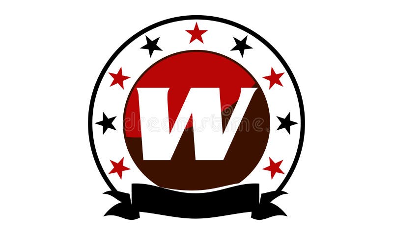 Emblem Star Ribbon Circle Initial P Stock Vector - Illustration of ...