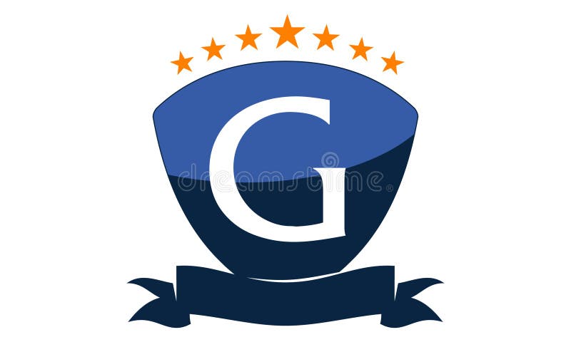 Emblem Star Ribbon Shield Initial G Stock Vector - Illustration of ...