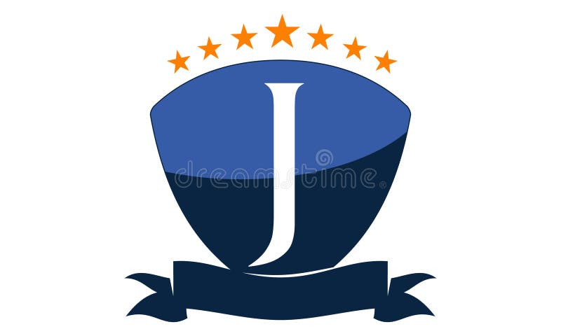 Emblem Star Ribbon Shield Initial J Stock Vector - Illustration of ...