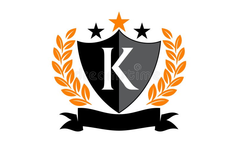 Emblem Star Ribbon Shield Initial K Stock Vector - Illustration of ...