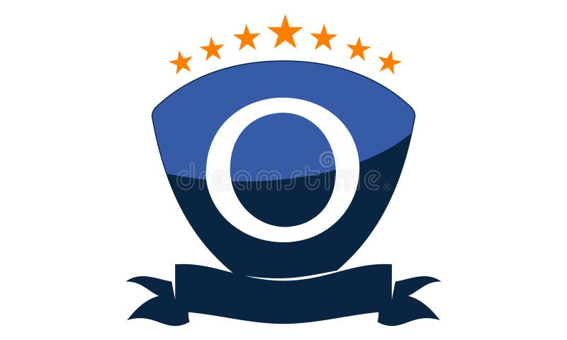 Emblem Star Ribbon Shield Initial O Stock Vector - Illustration of ...