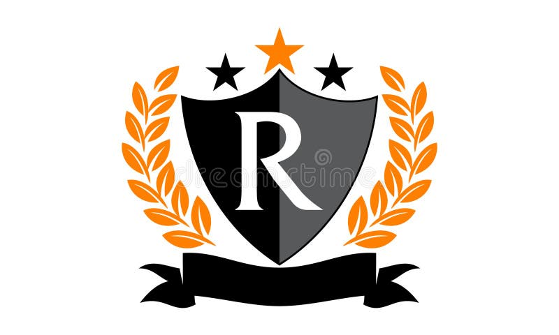 Emblem Star Ribbon Shield Initial R Stock Vector - Illustration of ...
