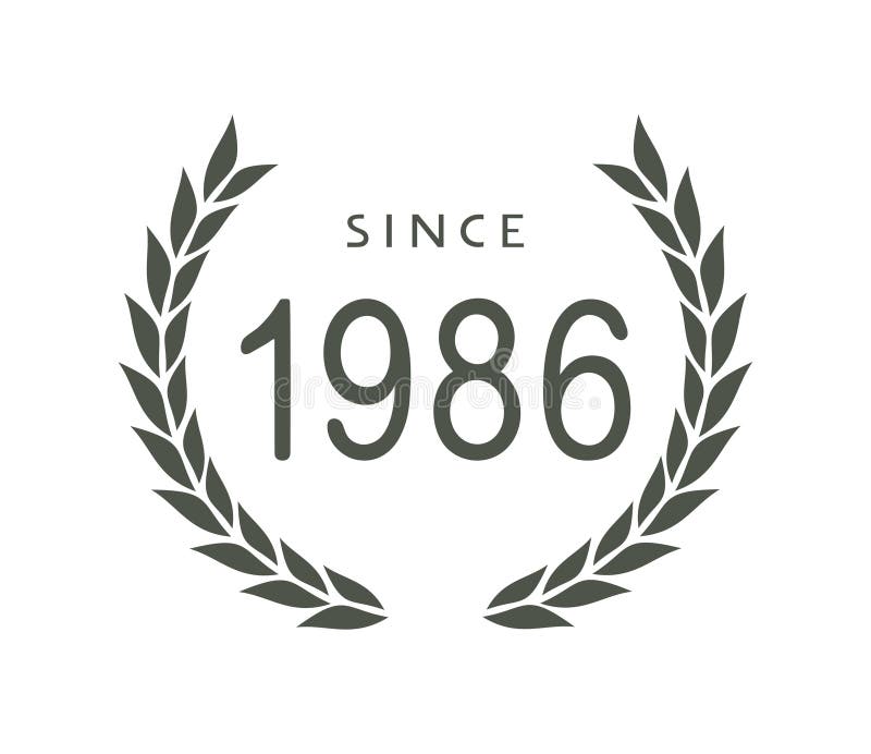 Since 1986 emblem symbol stock vector. Illustration of label - 314199453