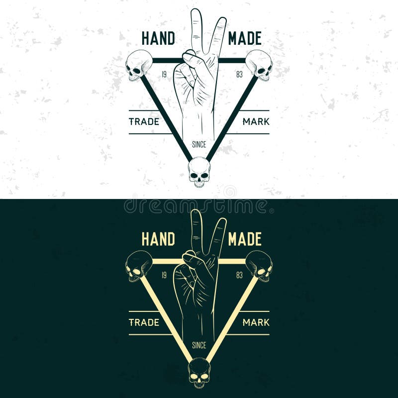 Emblem, Symbol Eller Logotyp Med Handen Vektor Illustrationer ...