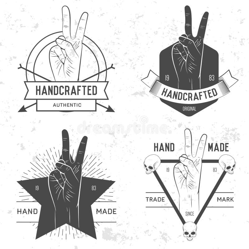 Emblem, Symbol Eller Logotyp Med Handen Vektor Illustrationer ...