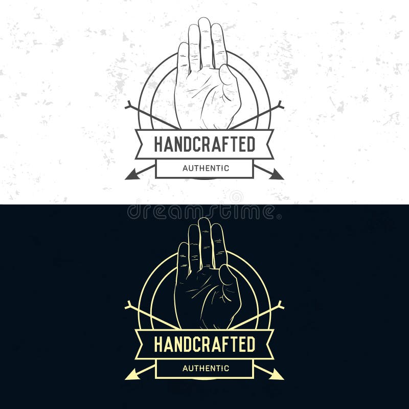 Emblem, Symbol Eller Logotyp Med Handen Vektor Illustrationer ...