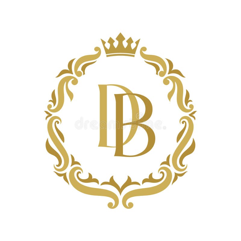 DB Letter Gold Floral Vintage Logo Template. Stock Vector ...