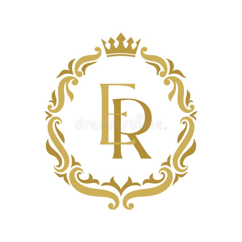 ER Letter Gold Floral Vintage Logo Template. Stock Vector ...