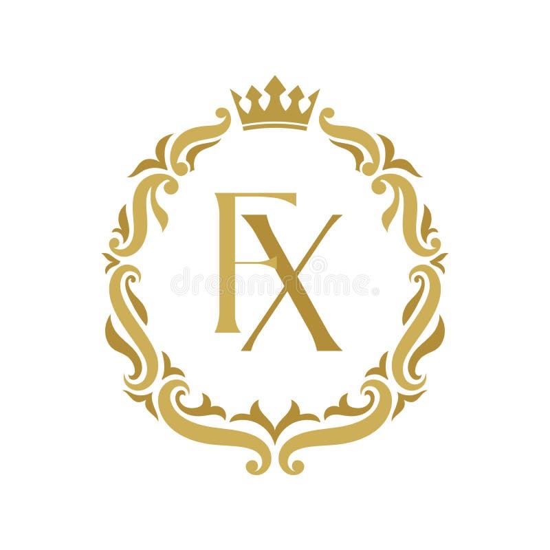 FX Letter Gold Floral Vintage Logo Template. Stock Vector ...