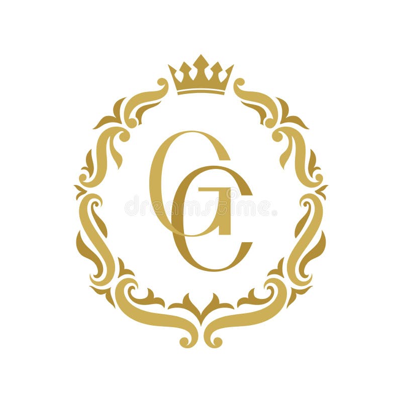 GC Letter Gold Floral Vintage Logo Template. Stock Vector ...