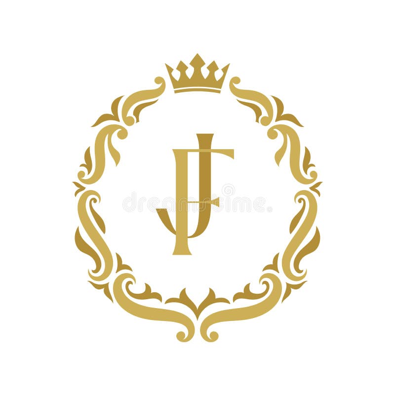 JF Letter Gold Floral Vintage Logo Template. Stock Vector ...