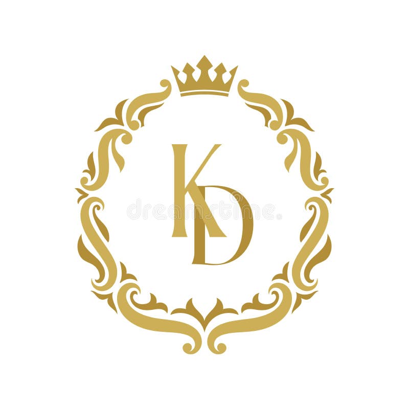 KD Letter Gold Floral Vintage Logo Template. Stock Vector ...