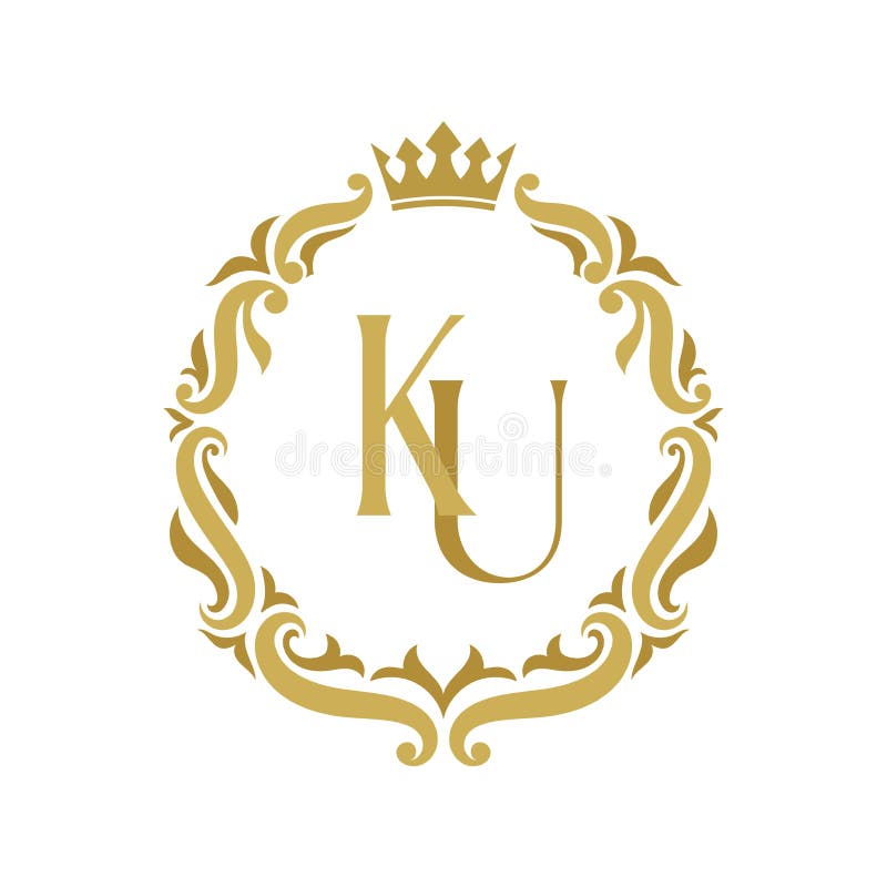 KU Letter Gold Floral Vintage Logo Template. Stock Vector ...